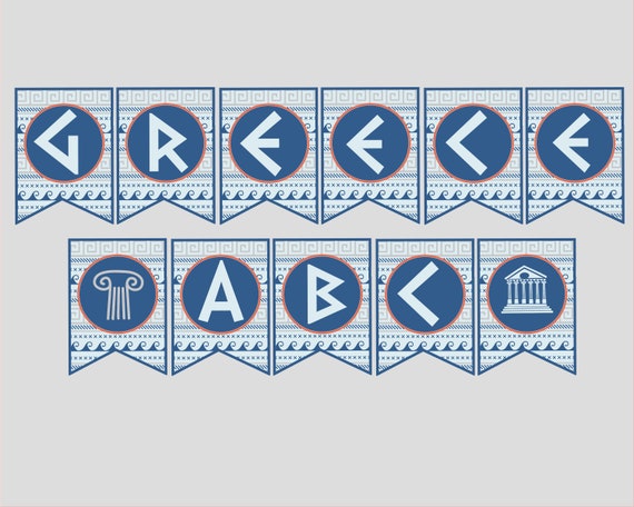 Printable Greek Themed Party Banner. Includes Full Alphabet - Etsy ...