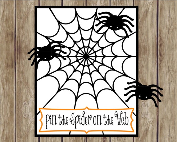 Pin the Spider on the Web Halloween Party Game. Poster Sizes | Etsy