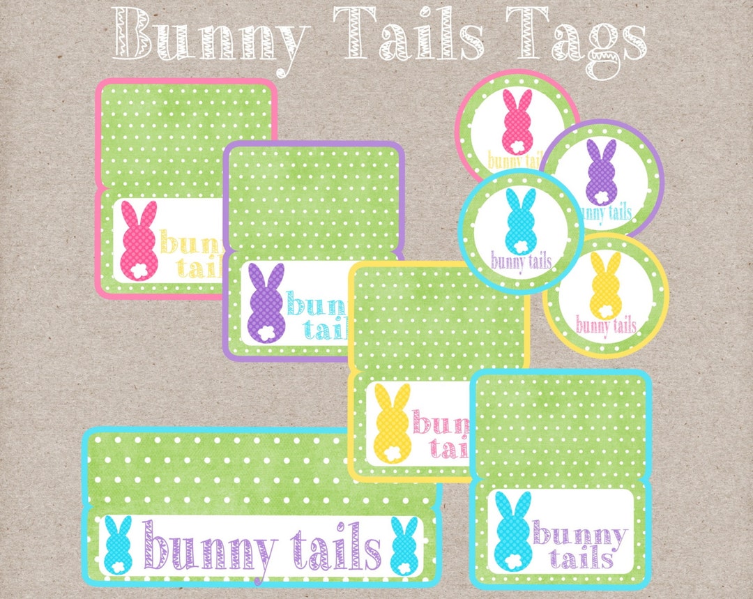 Bunny Tails Bag Toppers and Gift Tags. Fun Easter Gift Tags. Instant ...