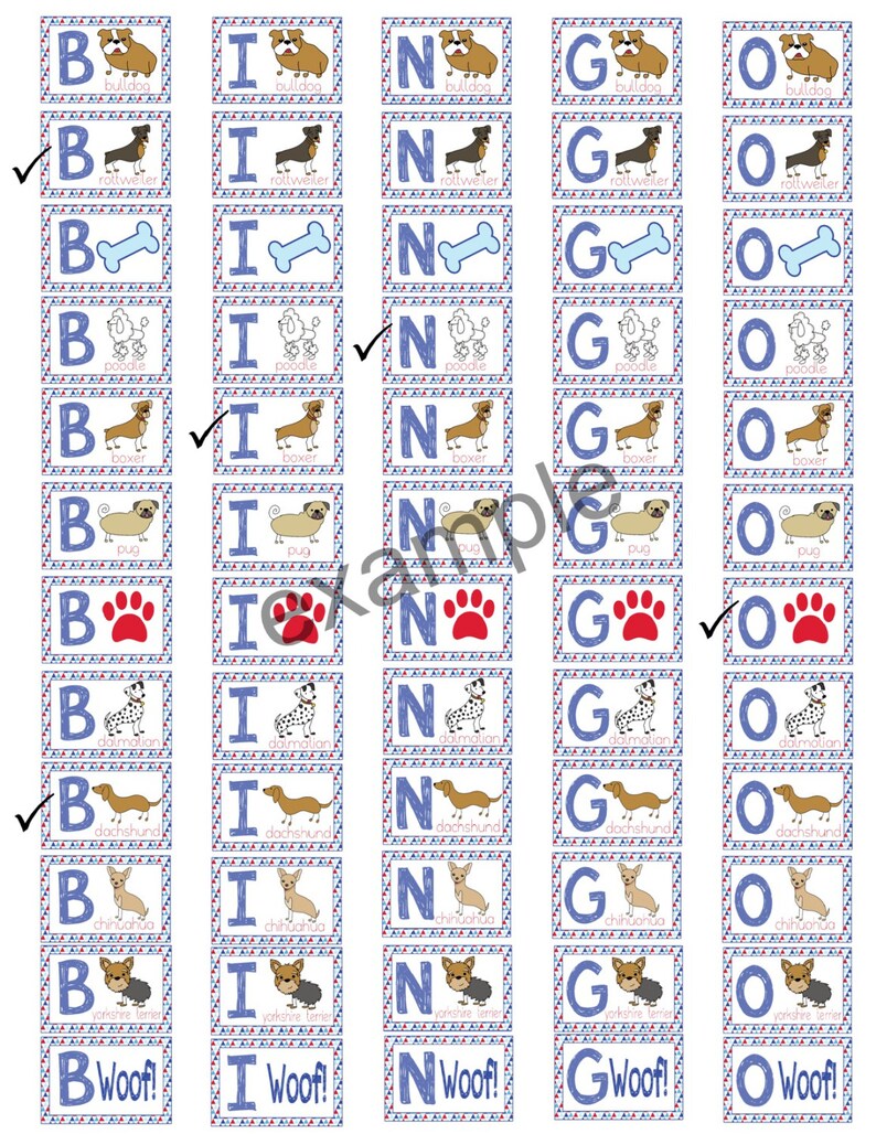 Dog Bingo Game Dog Doggy Puppy Bingo Perfect for Puppy - Etsy