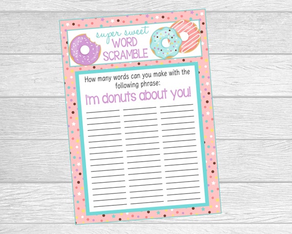 Donut Word Scramble. Instant Digital Download. I'm Donuts - Etsy