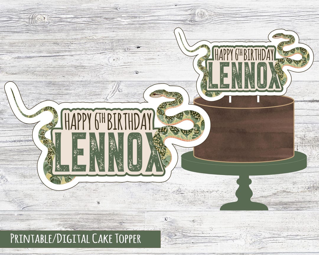 Printable Snake Cake Topper for Reptile Birthday Party. Personalized ...