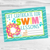 Printable SWIMMING LESSONS Surprise Reveal Ticket, Gift Voucher ...