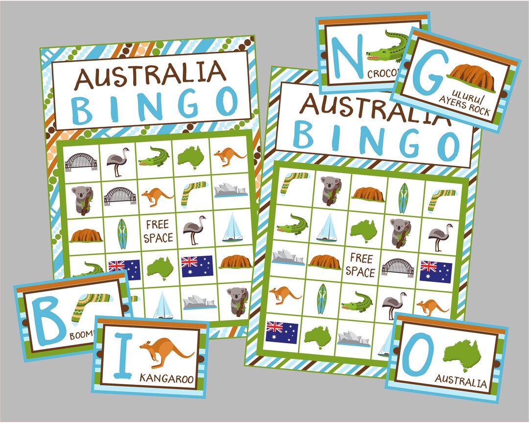 Printable Australia Bingo Game. 12 Card Australia Bingo Game Set for ...