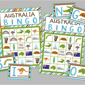 Printable Australia Bingo Game. 12 Card Australia Bingo Game Set for ...
