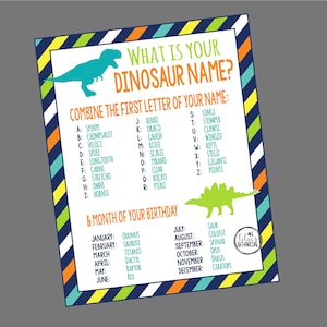 What&#039;s Your Dinosaur Name Printable Sign. 8x10 PDF and JPG for Resizing ...