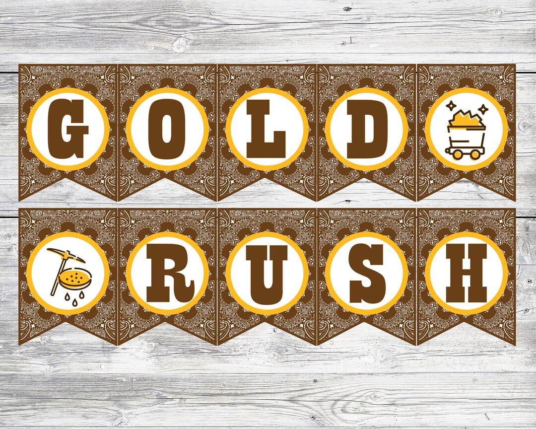 Printable Gold Rush Banner. Gold Rush, Gold Mine, Full Alphabet. for ...