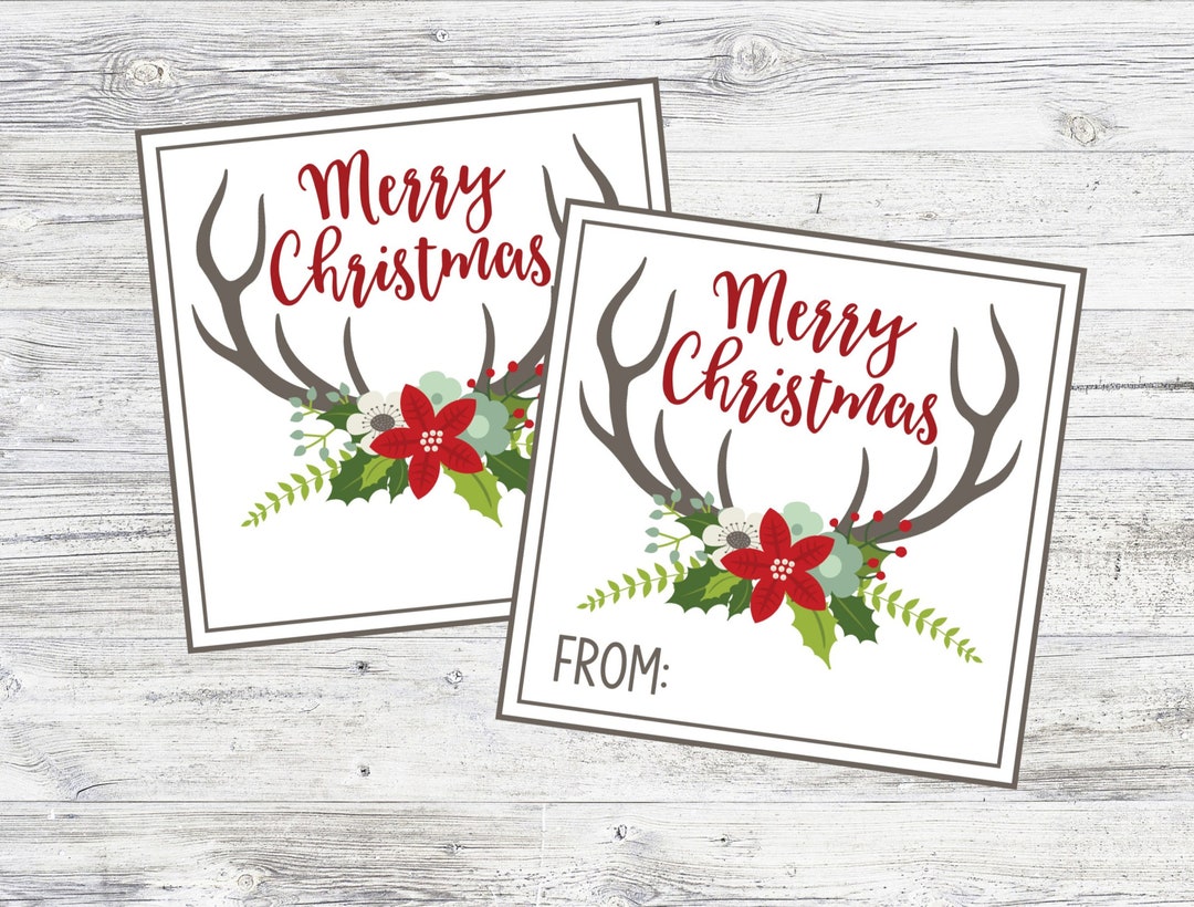 Rustic Antler Christmas Tags. Printable Christmas Tags. Instant Digital ...