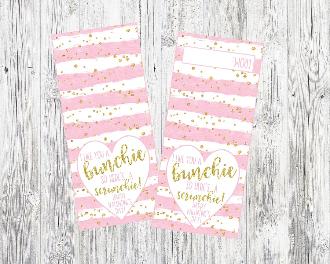 Printable Scrunchie Valentine Tag. I Like You A Bunchie so Here's A ...