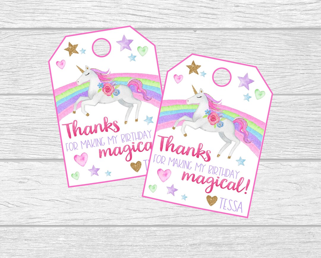 Personalized Unicorn Birthday Party Favor Tags. Printable Personalized ...