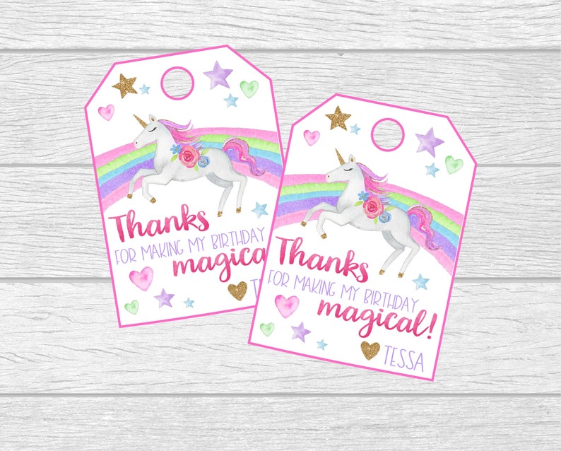 Personalized Unicorn Birthday Party Favor Tags. Printable - Etsy