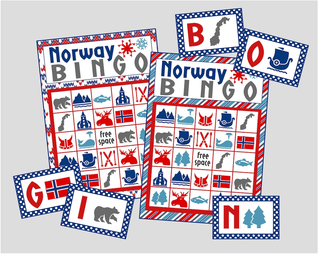 Printable Norway Bingo Game. 12 Card Norway Bingo Game Set for Norway ...