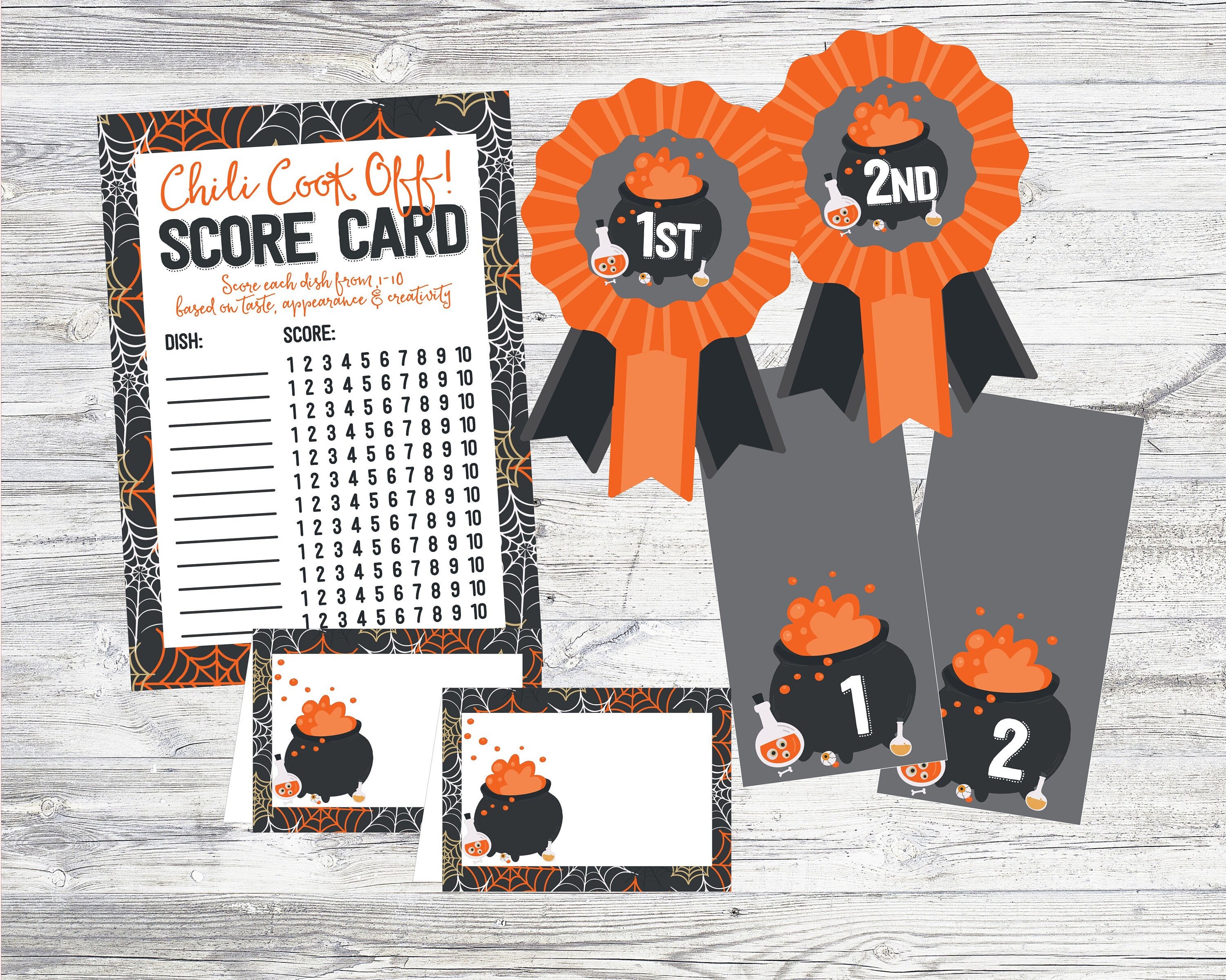 Halloween Chili Cook off Set. Includes Score Cards, Food Tents, Number ...
