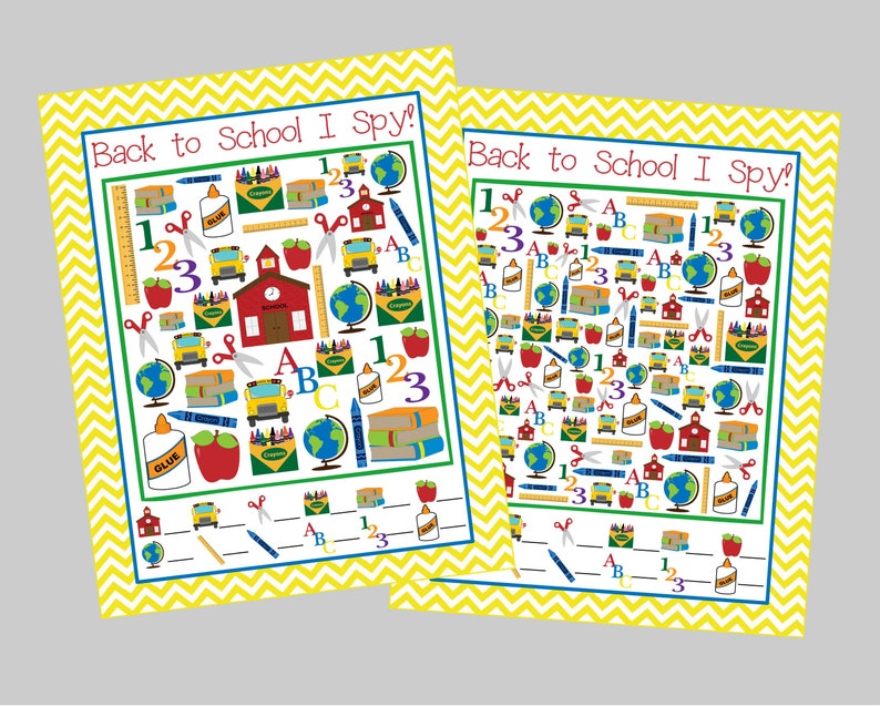 Back to School I Spy Printable Games. 5 Different Sheets Easier to ...