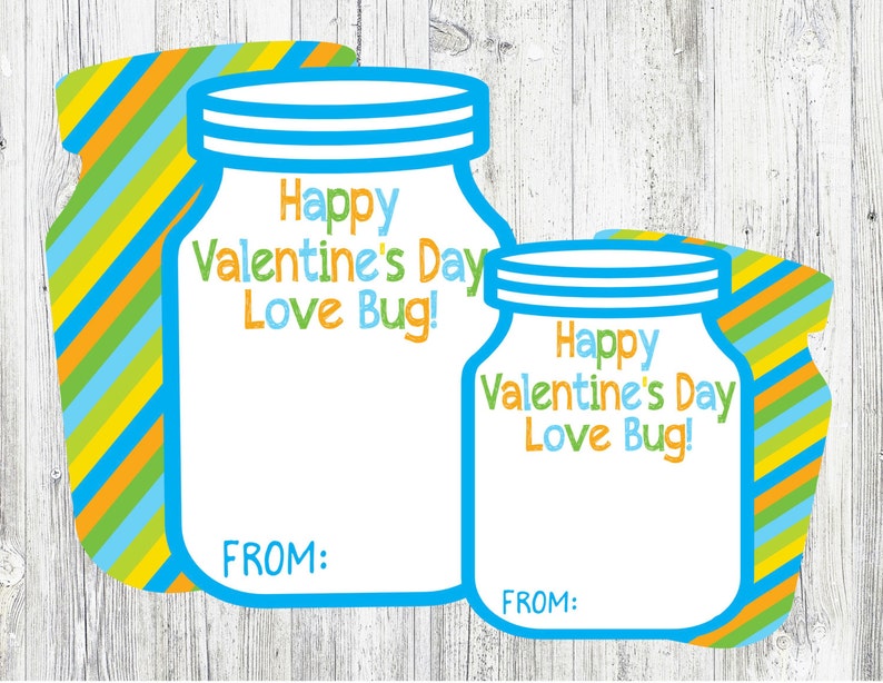 Love Bug Valentine's Day Cards. Love Bug Jar Valentine - Etsy