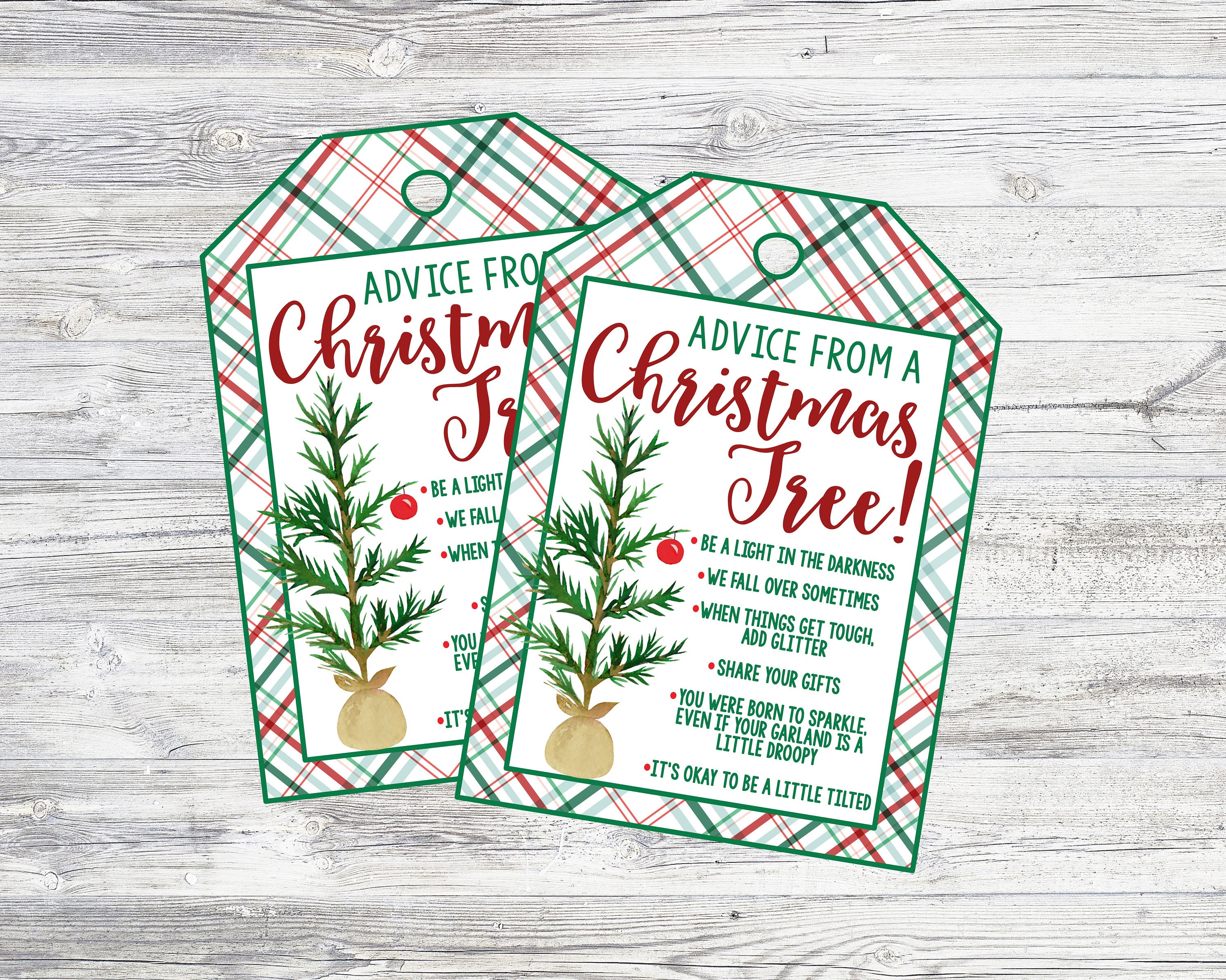 Advice From A Christmas Tree Printable Gift Tag. Instant Digital ...