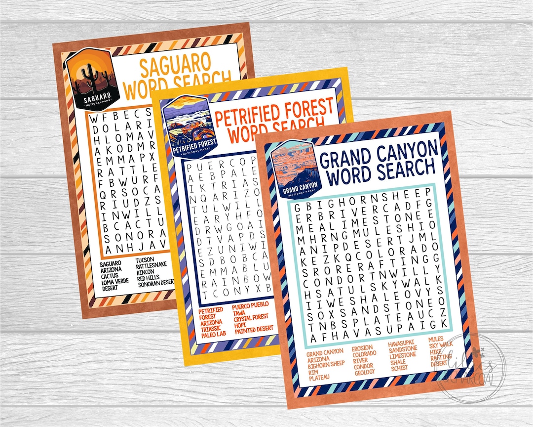 Printable Arizona National Parks Word Search Bundle. Grand Canyon ...