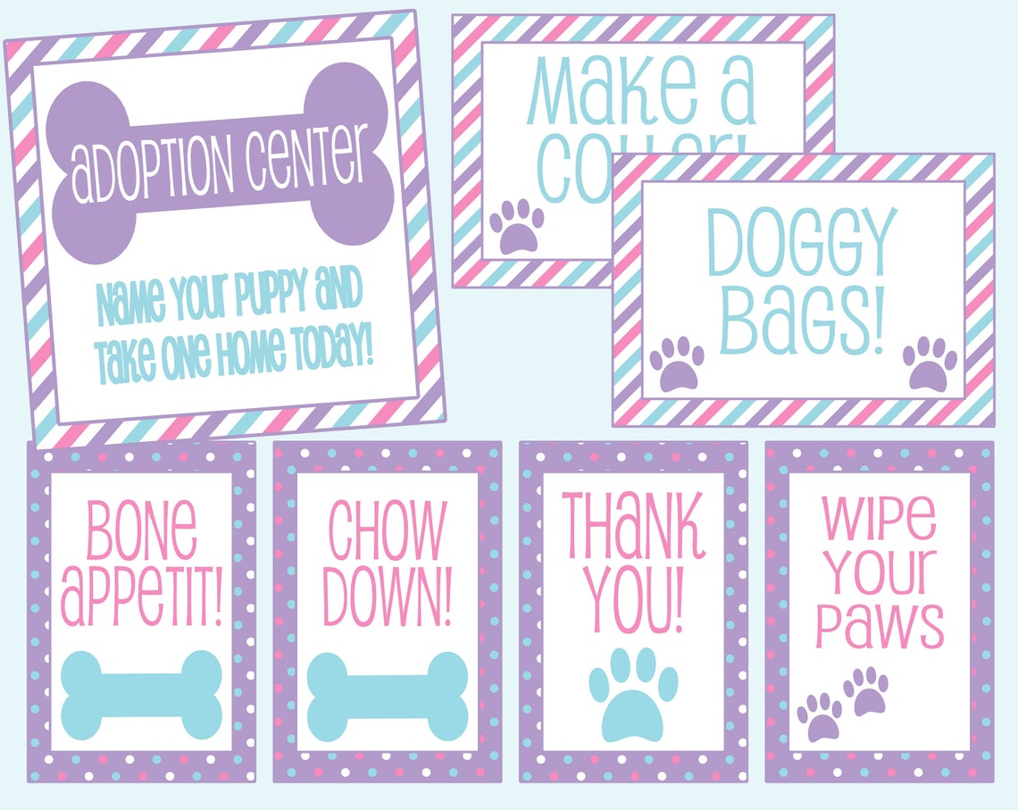 Let's Pawty Puppy Dog Birthday Party Package Purple Blue | Etsy