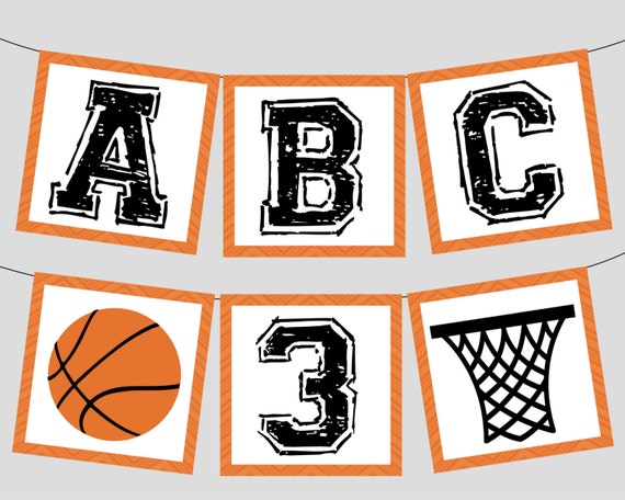 Basketball Banner Full Alphabet Numbers for Basketball | Etsy