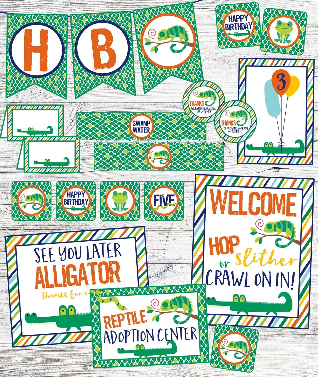 Reptile Party Decoration Package. Printable Birthday Party. Instant ...