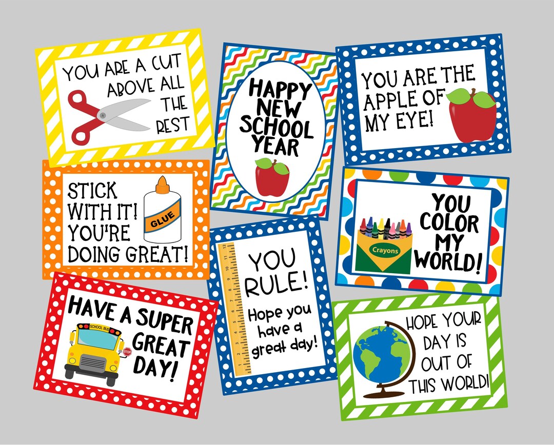 Back to School Lunch Box Notes. Printable School Lunch Nox Notes ...