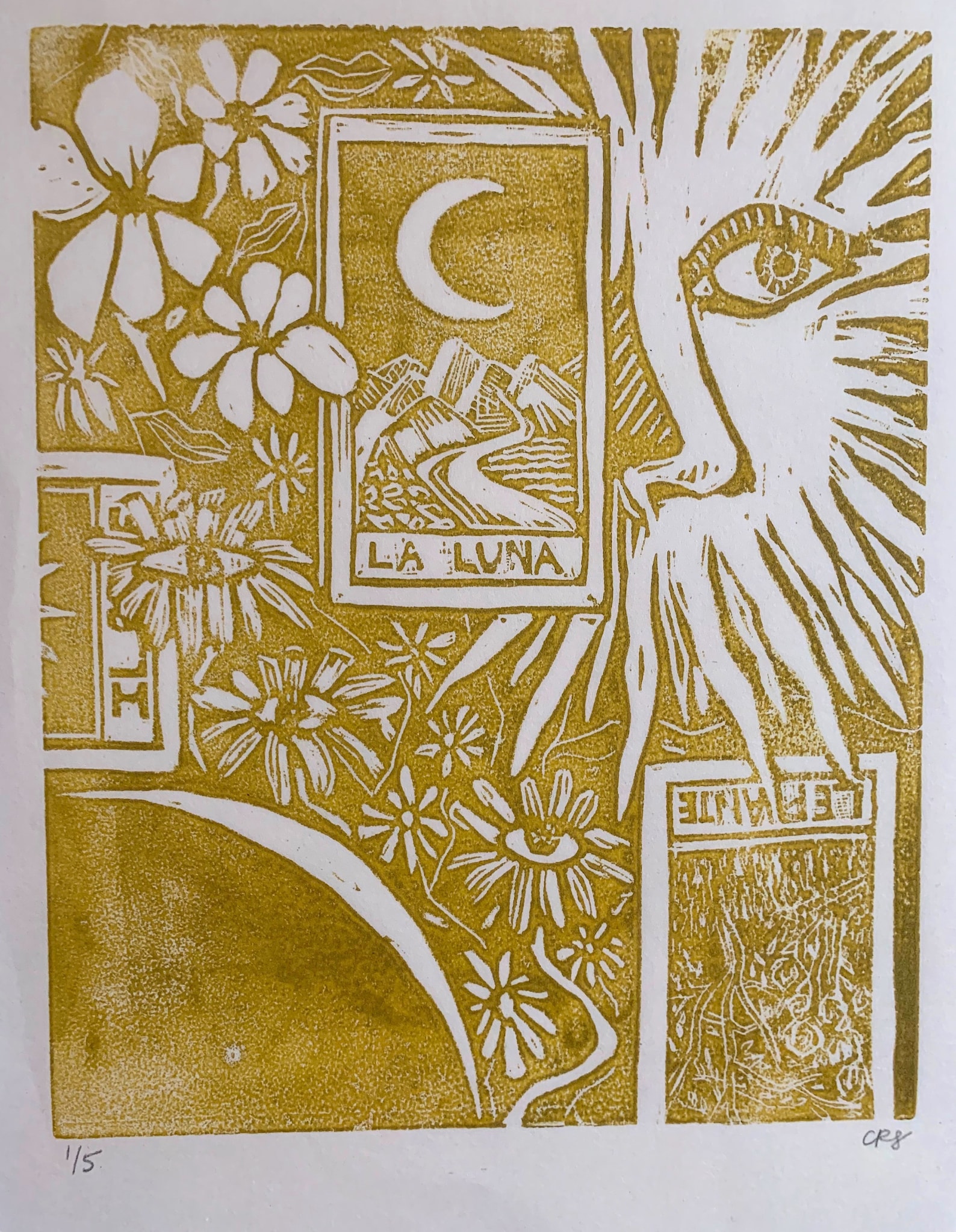9x12 Antique Tarot Card Linocut Print in Gold Ink on White Paper - Etsy