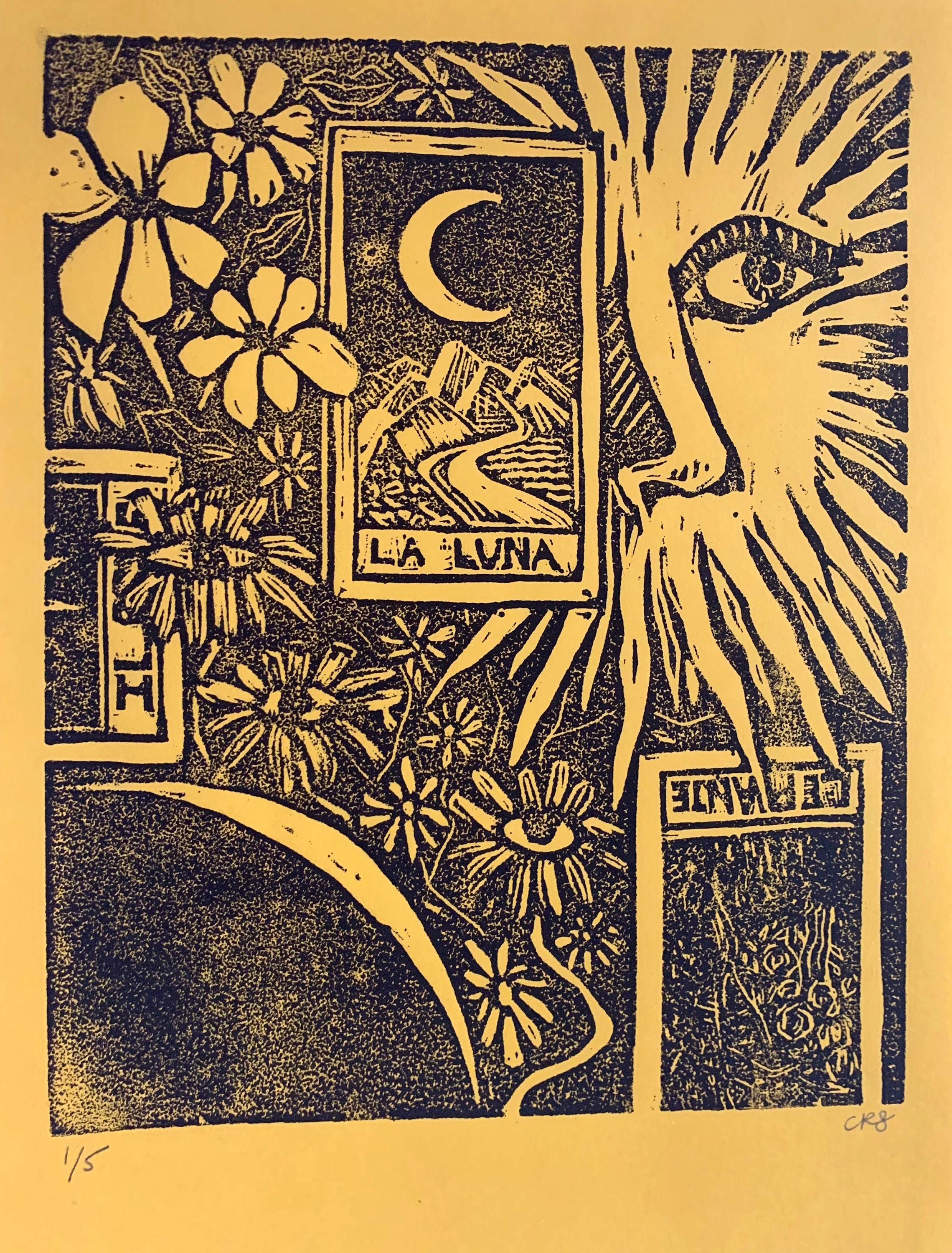 9x12 Antique Tarot Card Linocut Print in Black Ink on Yellow Paper - Etsy