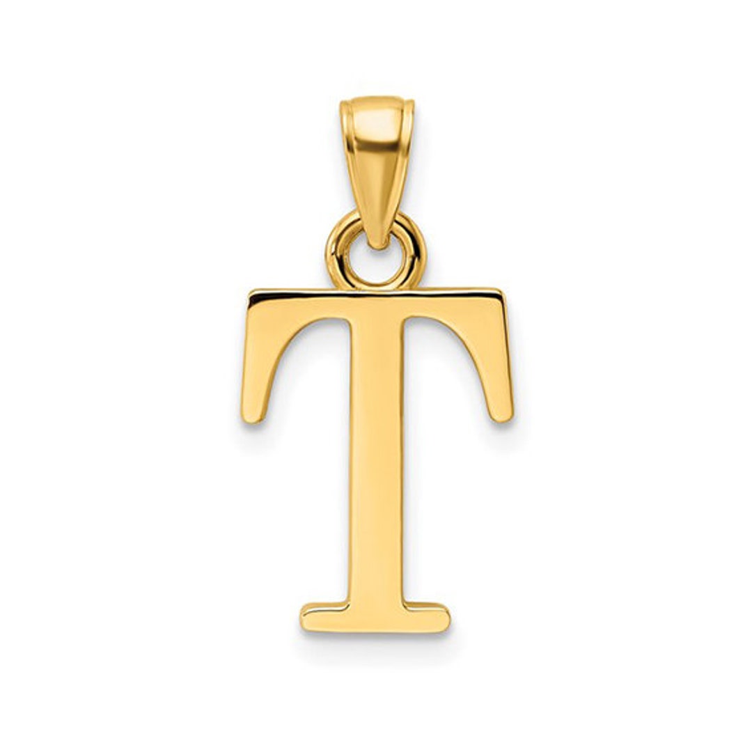 Solid Gold Initial Pendant Letter T - Etsy
