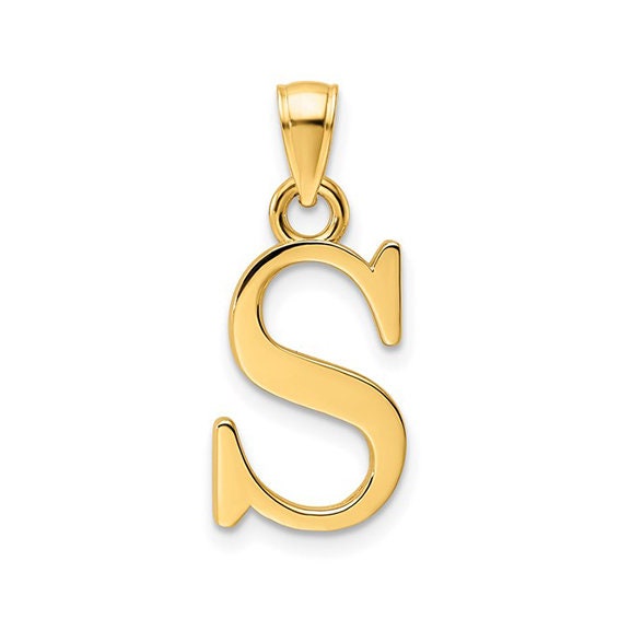 Solid Gold Initial Pendant Letter S - Etsy