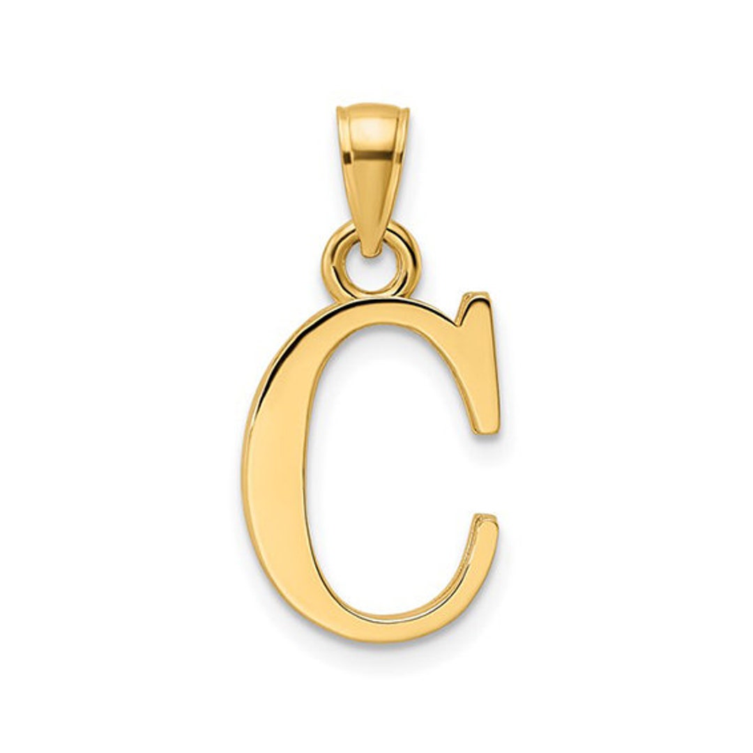 Solid Gold Initial Pendant Letter C - Etsy
