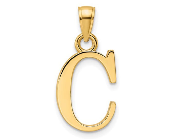 Solid Gold Initial Pendant Letter C - Etsy