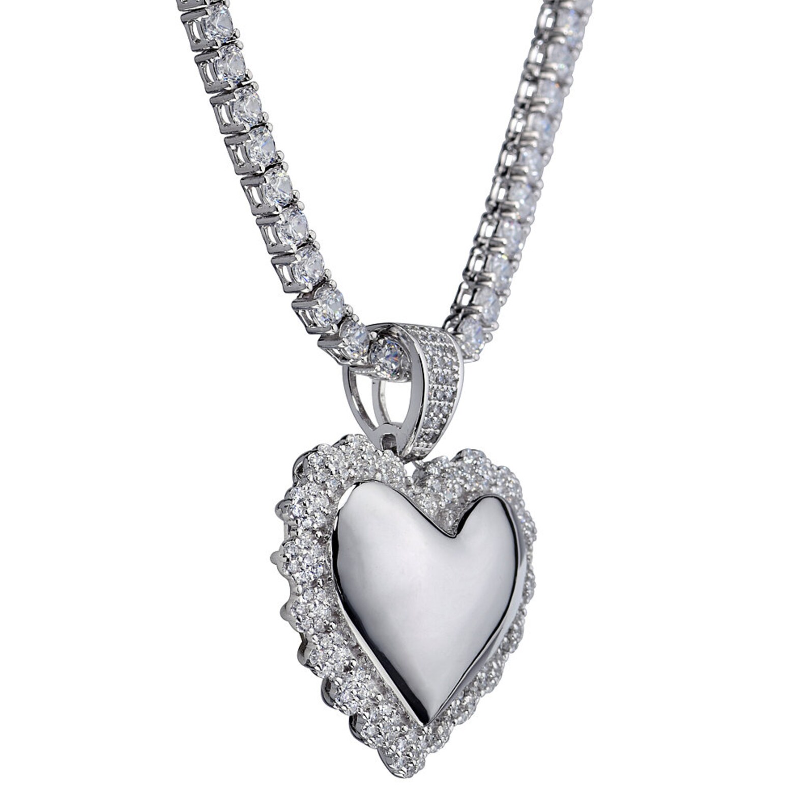 Colgante de corazón de plata de ley 925 con piedras alrededor - Etsy España