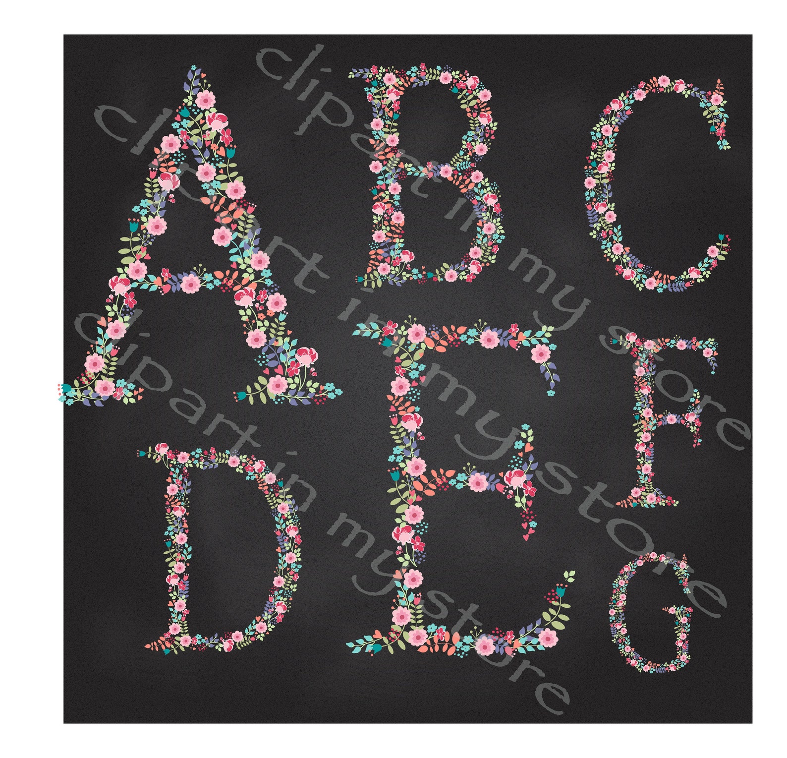 Alphabet Clipart & Vector. Floral Monogram Clip Art, Floral Alphabet ...
