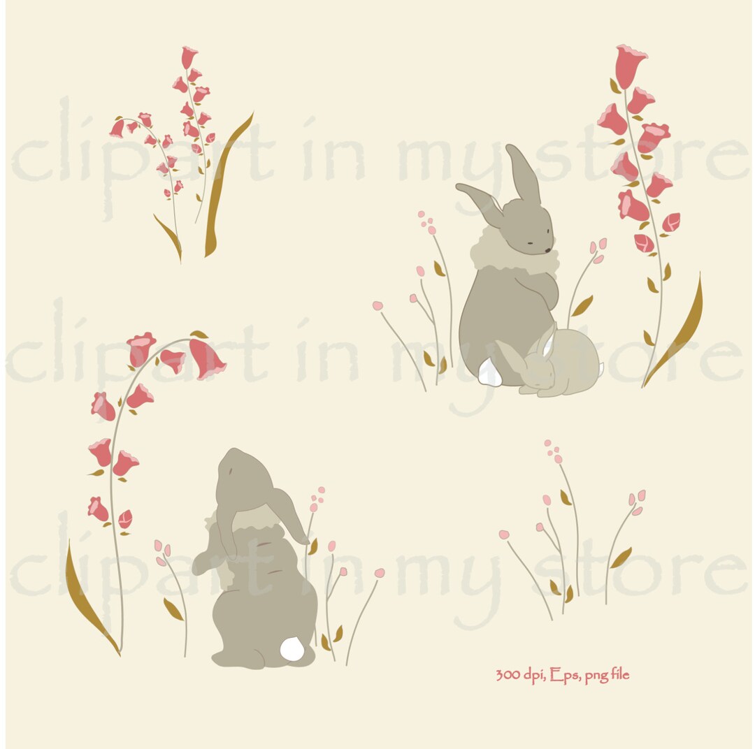 Bunny Clipart, Spring Clipart. 300 Dpi,jpg, Png Files - Etsy