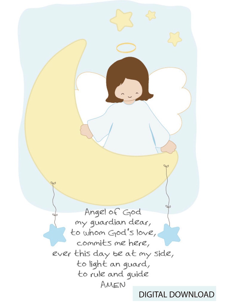 Guardian Angel Prayer Digital Download Angel Printable Wall - Etsy