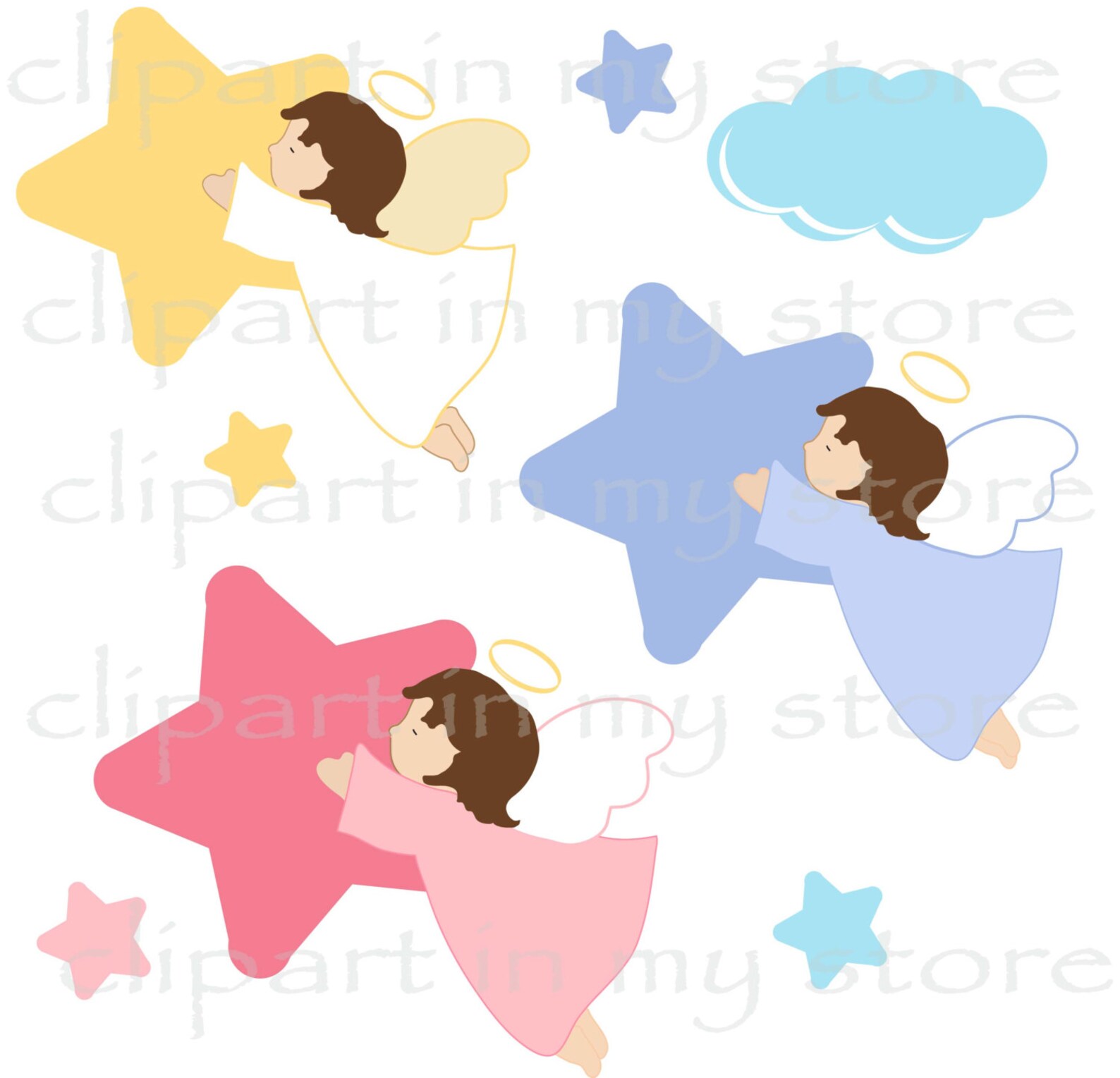 Angel With Star Instant Download. Angeles Celestes, Angeles Rosados ...