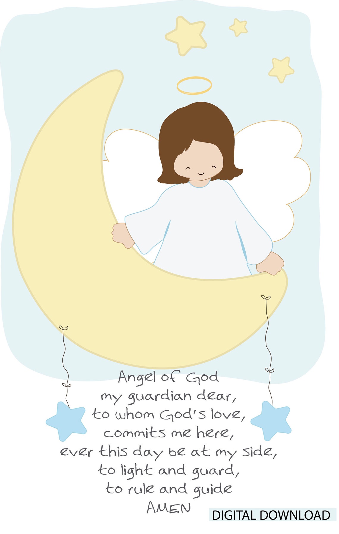Guardian Angel Prayer Digital Download, Angel Printable Wall Art ...