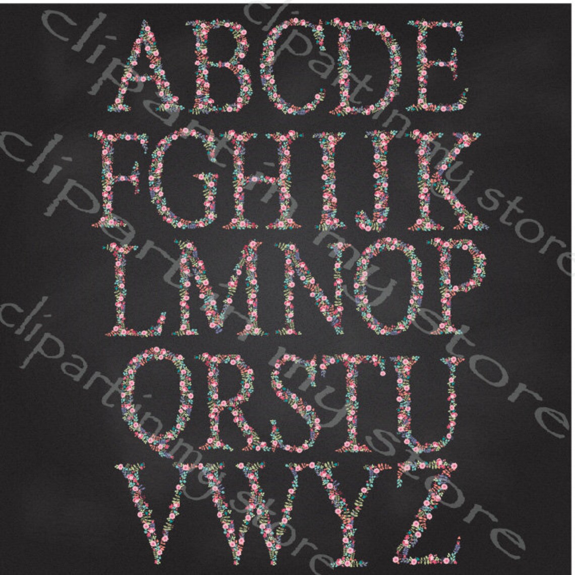 Alphabet Clipart & Vector. Floral Monogram Clip Art, Floral Alphabet ...