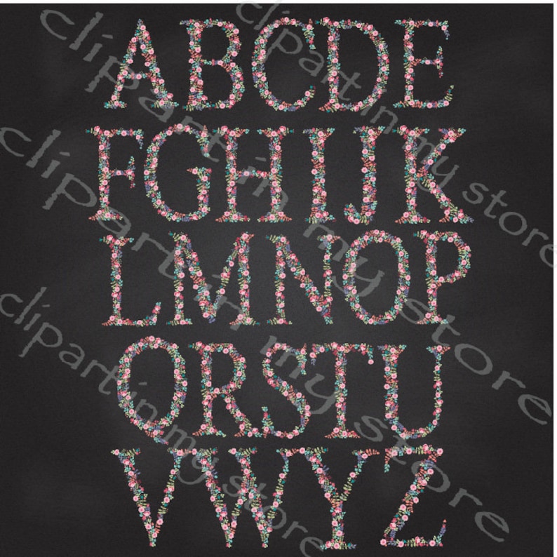 Alphabet Clipart & Vector. Floral Monogram Clip Art, Floral Alphabet ...