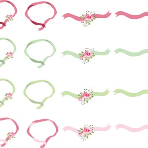 Floral Wreaths and Ribbon Digital Clipart, Roses Clipart - Etsy