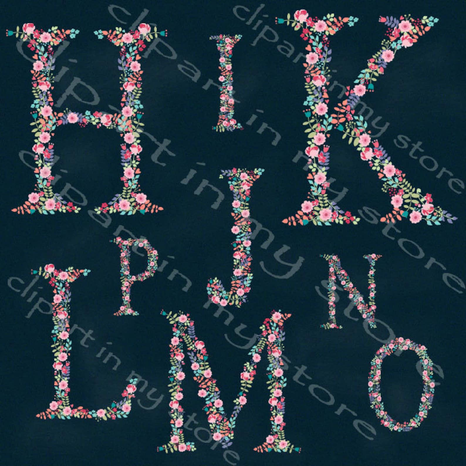 Alphabet Clipart & Vector. Floral Monogram Clip Art, Floral Alphabet ...