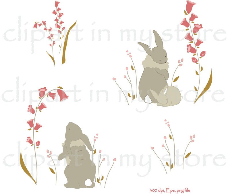 Bunny Clipart, Spring Clipart. 300 Dpi,jpg, Png Files - Etsy