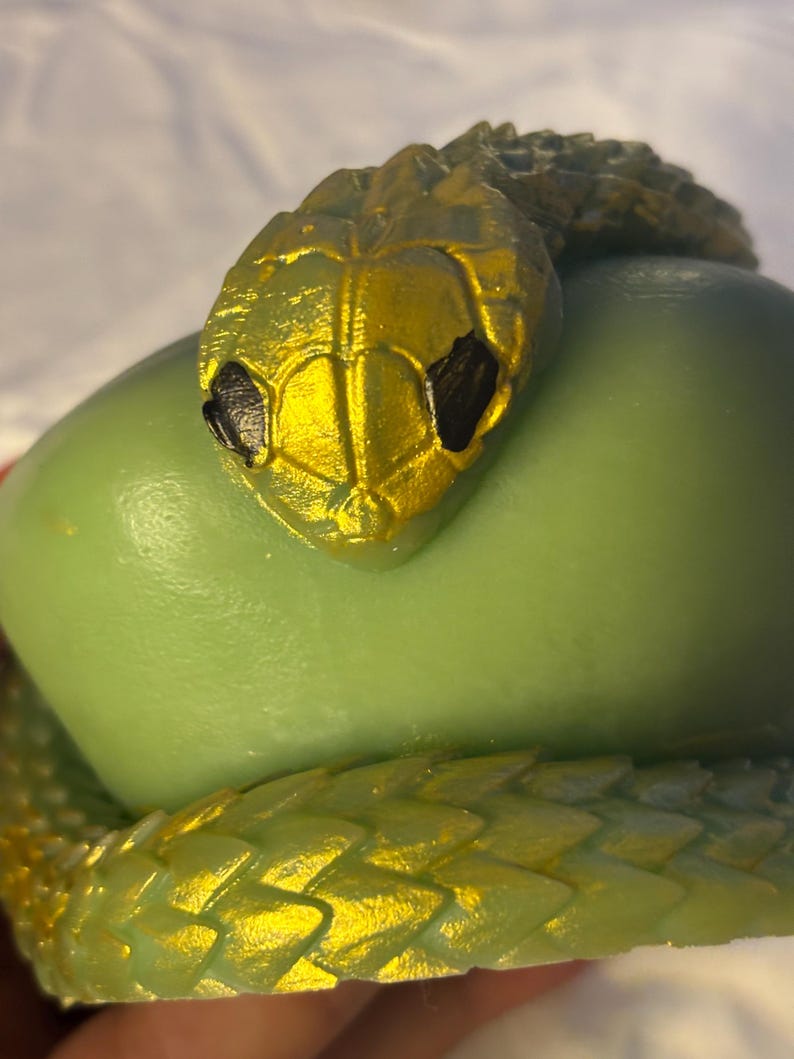 Green Apple Candle With Gold Snake Lucifer Lilith Forbidden Fruit Adam ...
