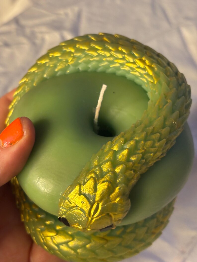 Green Apple Candle With Gold Snake Lucifer Lilith Forbidden Fruit Adam ...