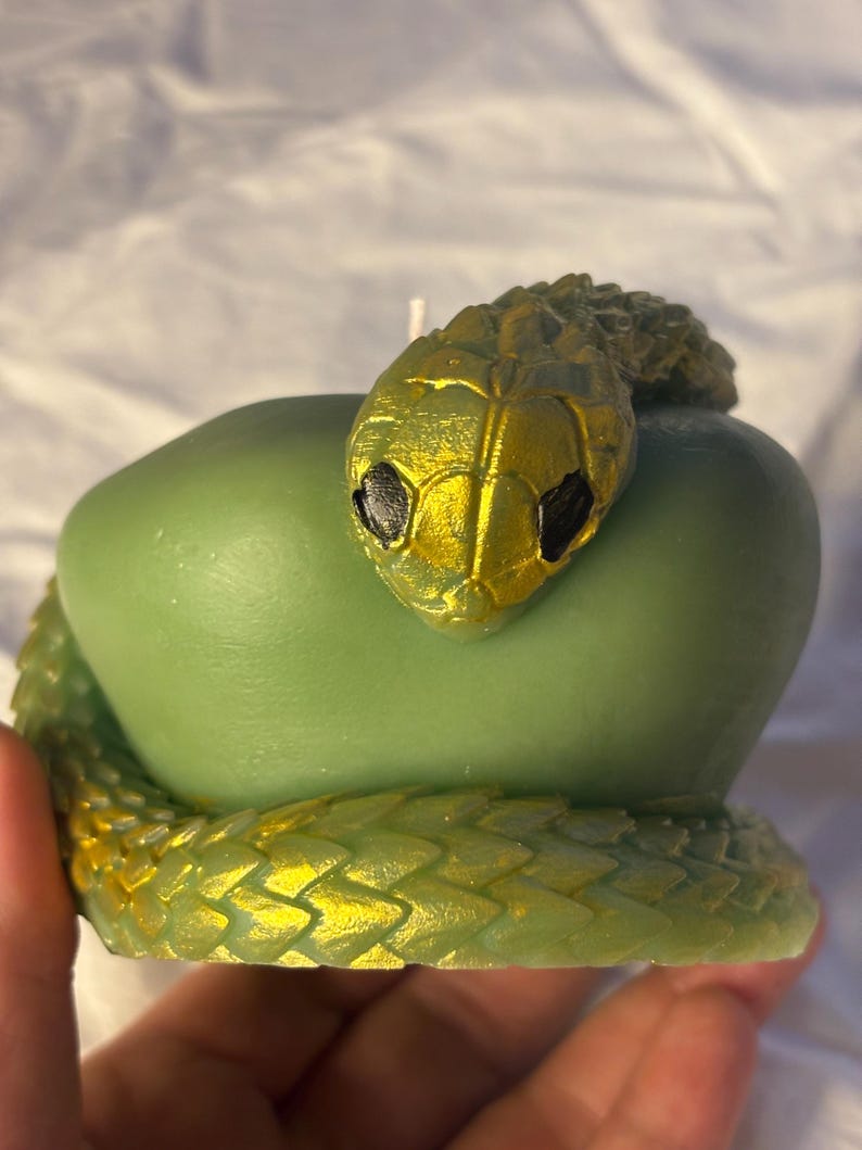 Green Apple Candle With Gold Snake Lucifer Lilith Forbidden Fruit Adam ...
