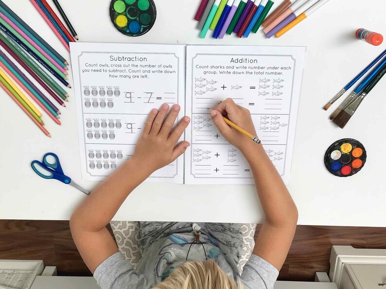 Math BUNDLE Printable Pre-k Kindergarten Worksheets Workbook Addition ...