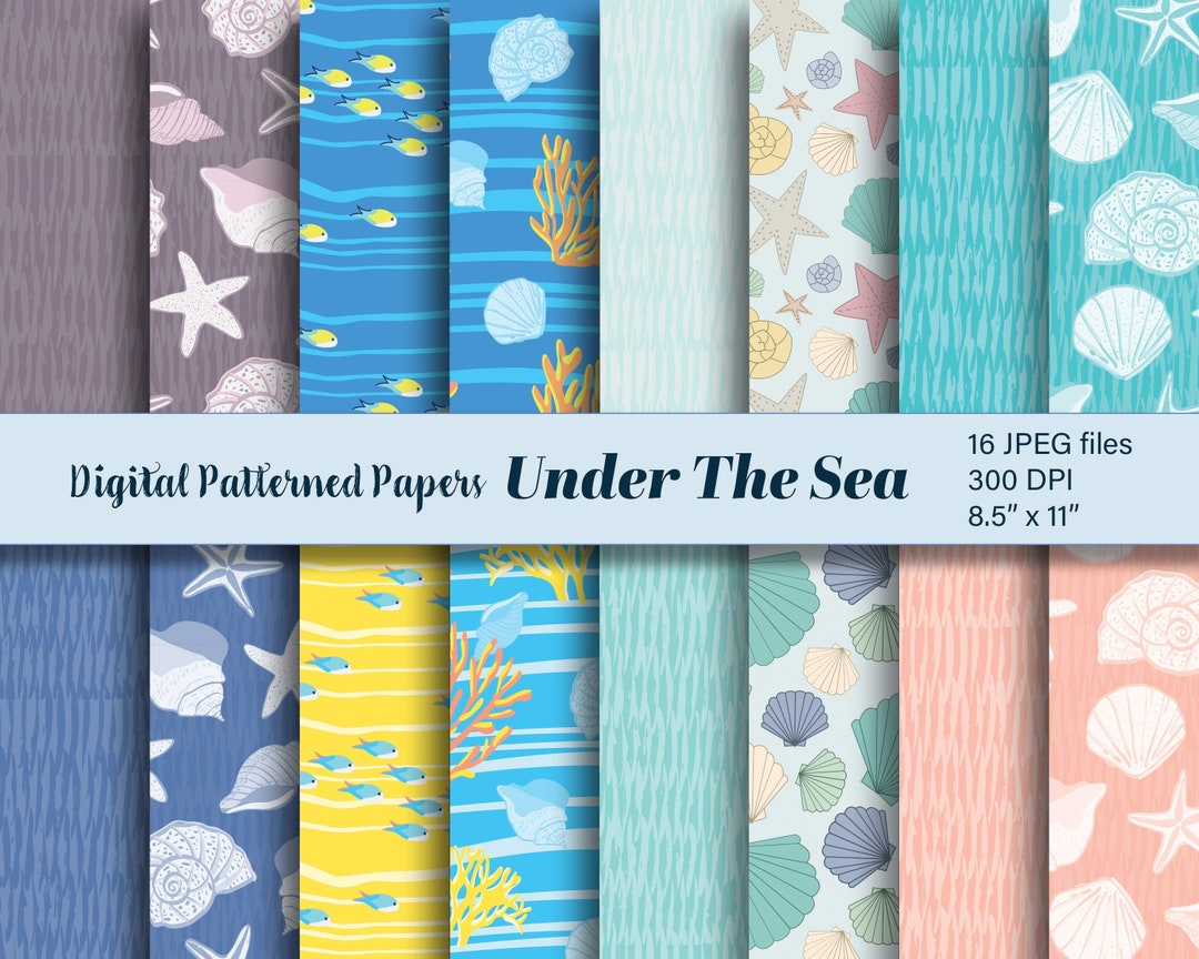 Digital Paper Under the Sea, Paper Pack, Beach Digital Paper Pack ...