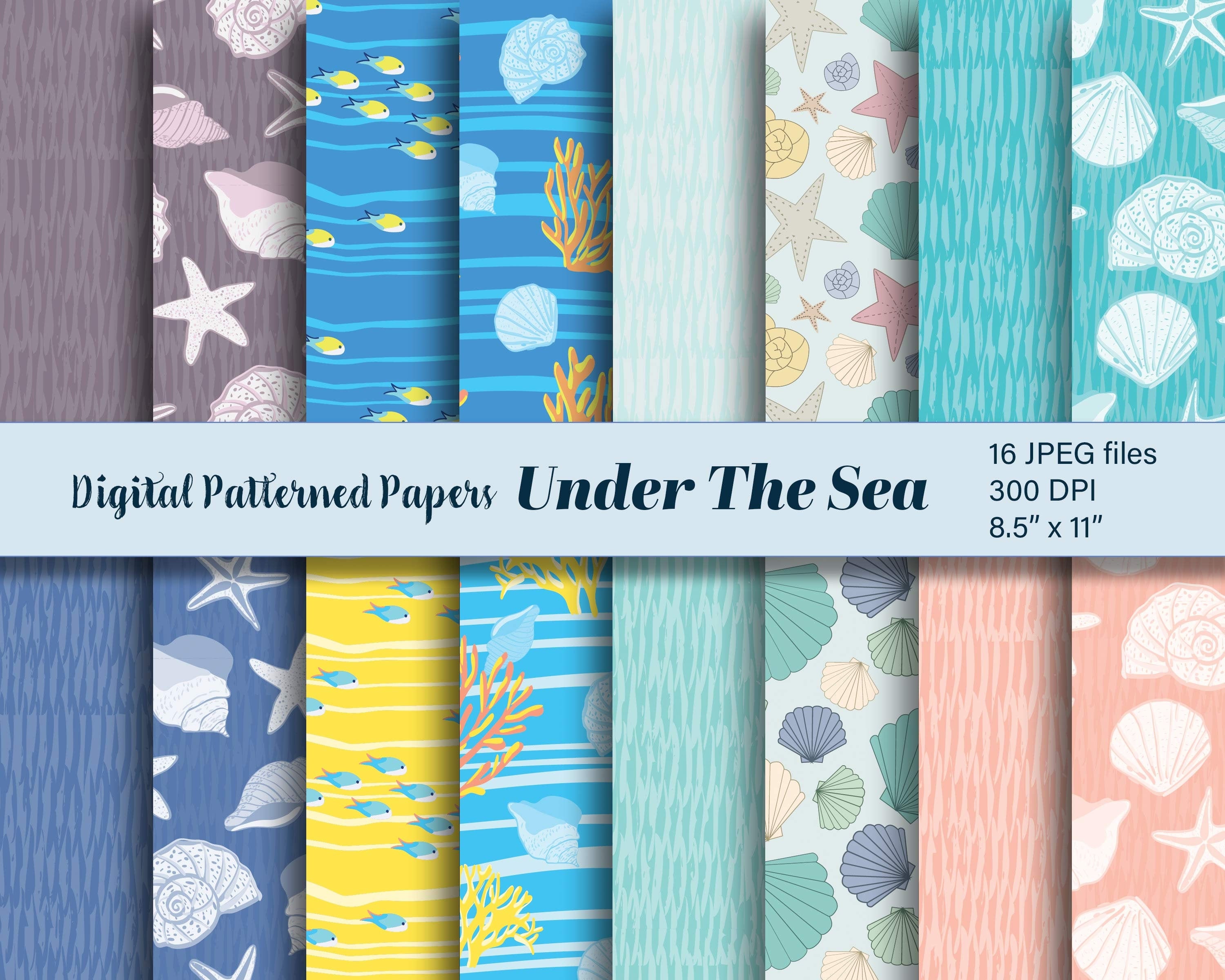 Digital Paper Under the Sea, Paper Pack, Beach Digital Paper Pack ...