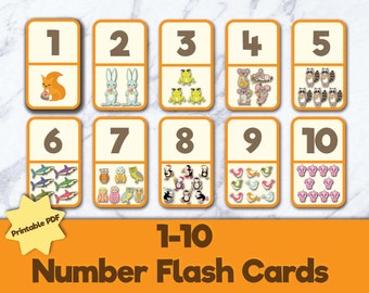 Number Flash Cards Toddler / Animals / Counting to 10 / Learn - Etsy