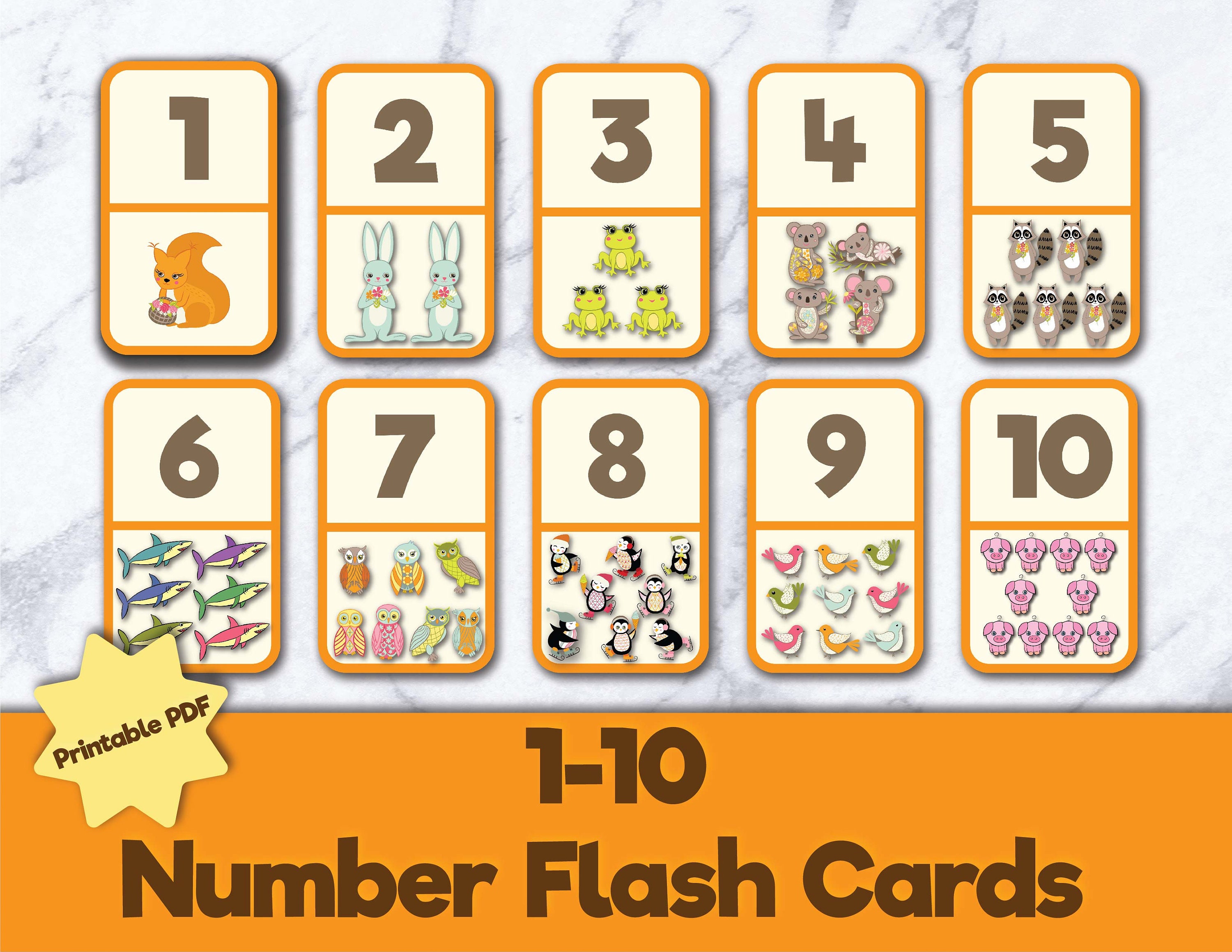 Number Flash Cards Toddler / Animals / Counting to 10 / Learn to Count ...